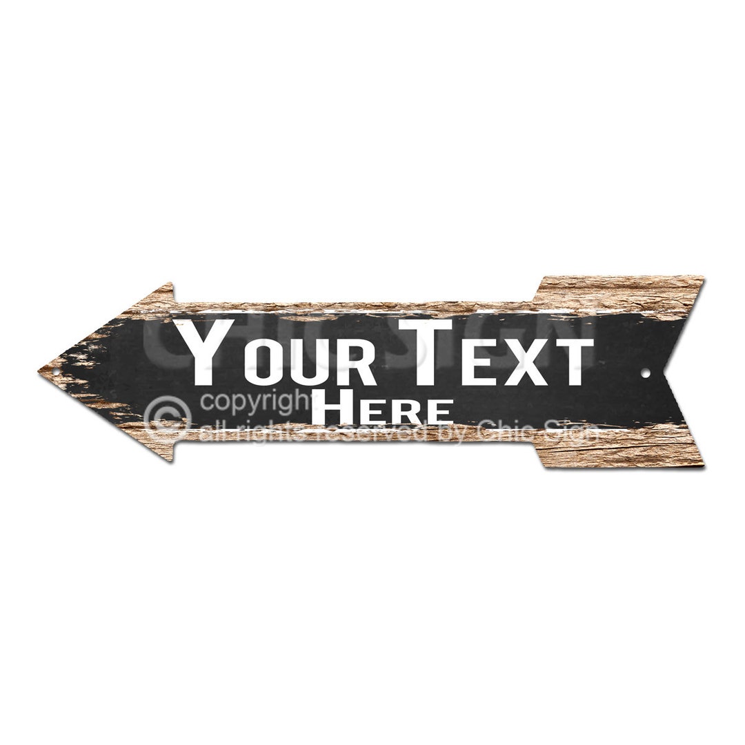 Custom Your Text Arrow Metal Sign, Direction Left Right Aluminum Home ...