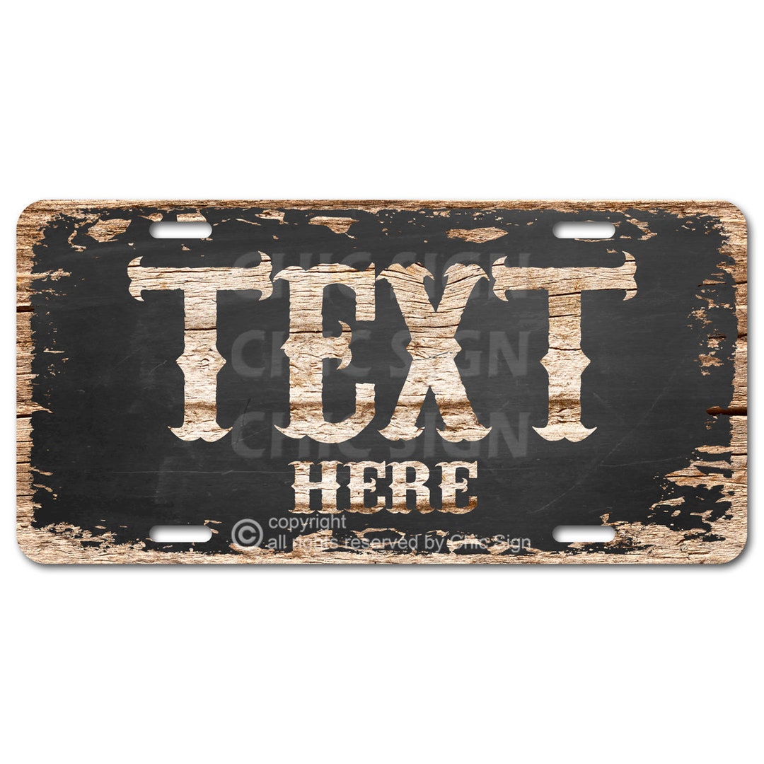 Custom Rustic Wood Design License Metal Sign, Personalized Western ...