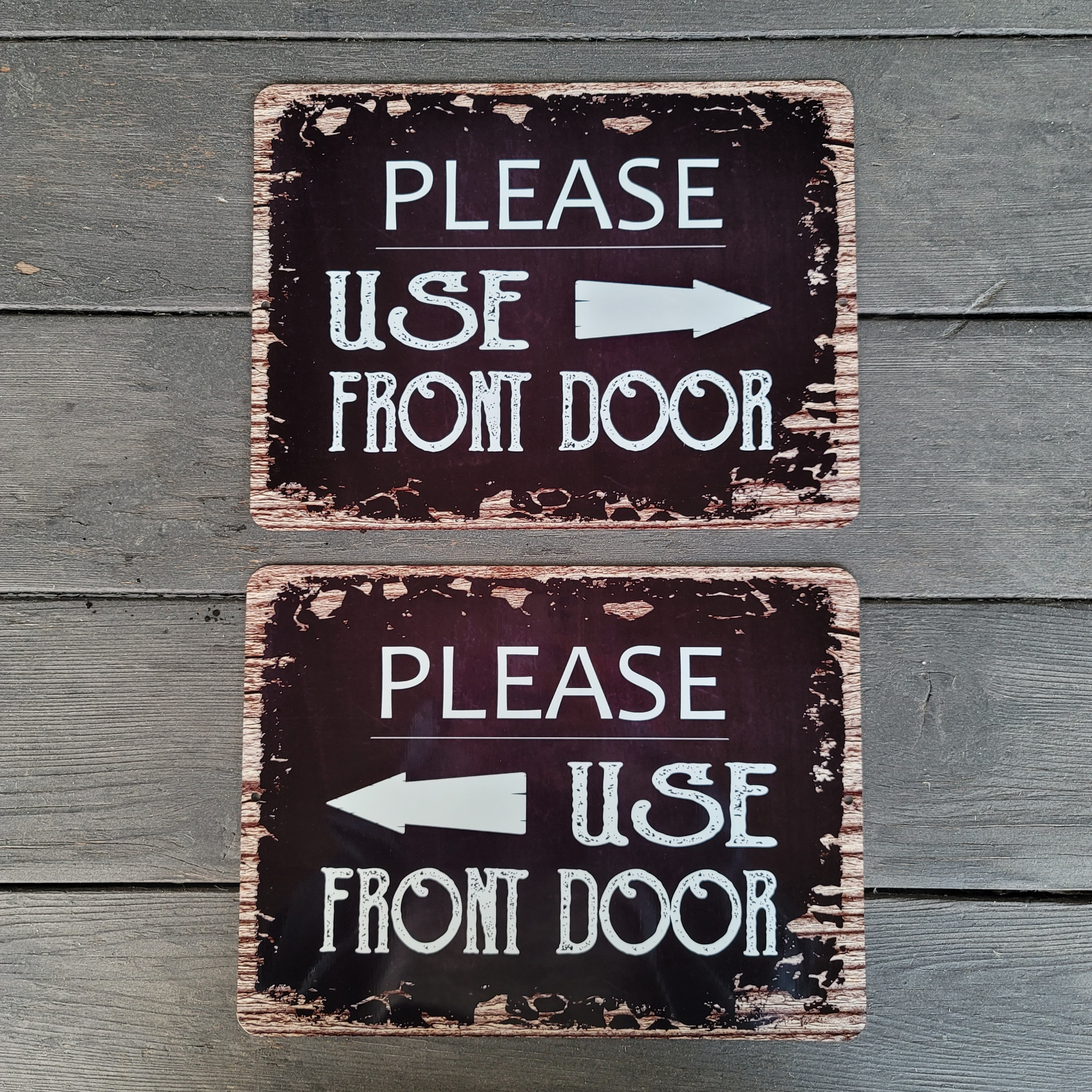 Please Use Front Door Arrow Metal Sign, Left/right Directions, Rustic ...