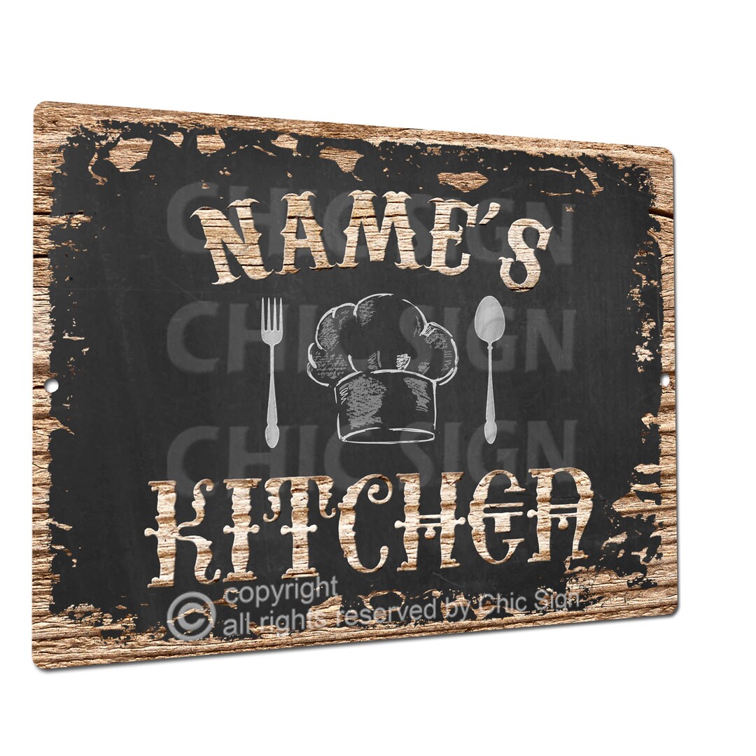 Custom Rustic Kitchen Metal Sign, Personalized Name Sign, Housewarming ...