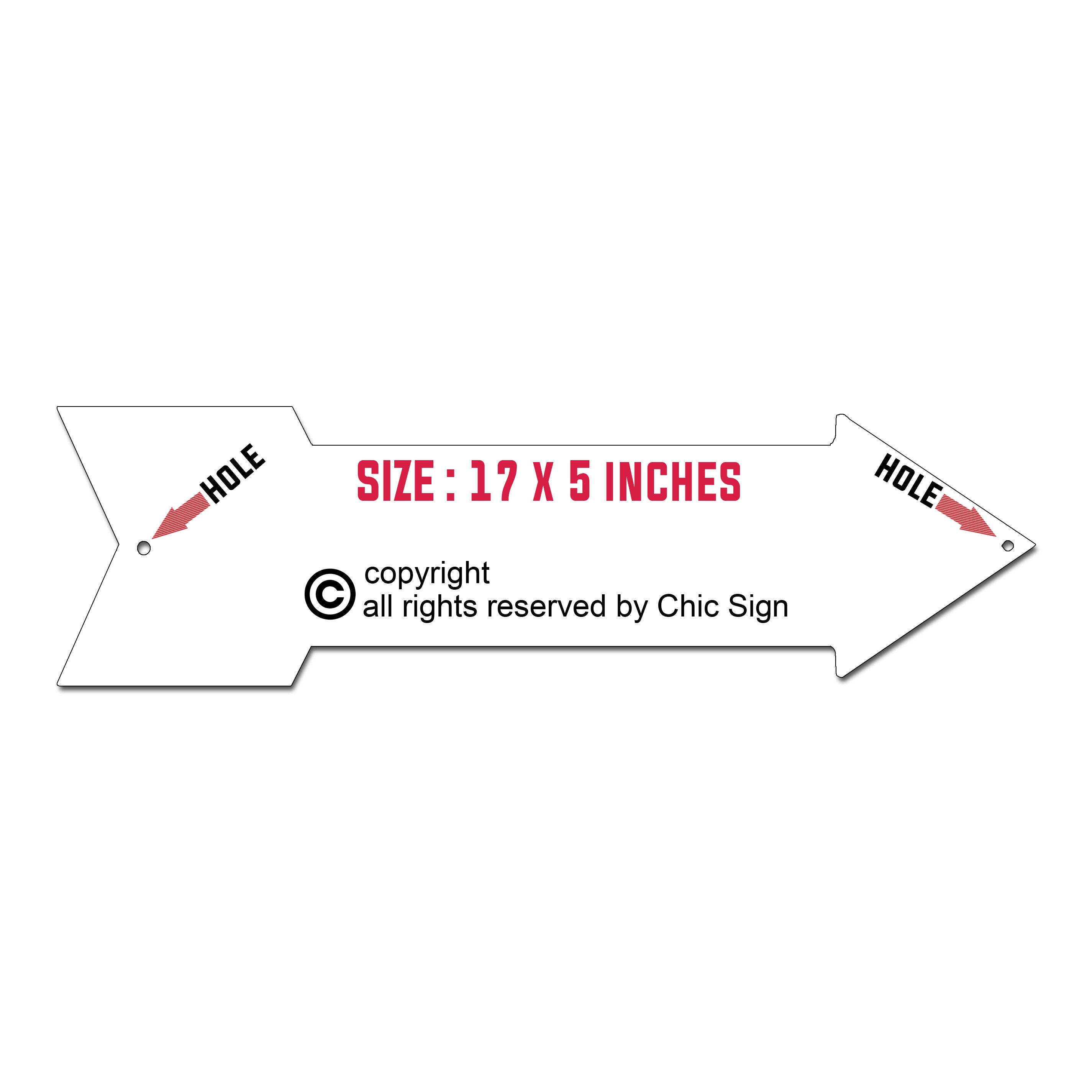 Custom Text Arrow Metal Sign, Personalized Directional Left Right Home ...