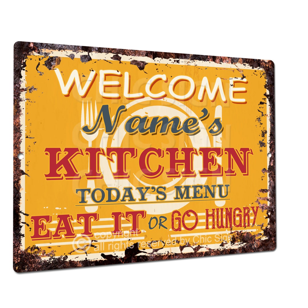 Custom Welcome Kitchen Metal Sign, Custom Menu Sign, Personalized Gift ...