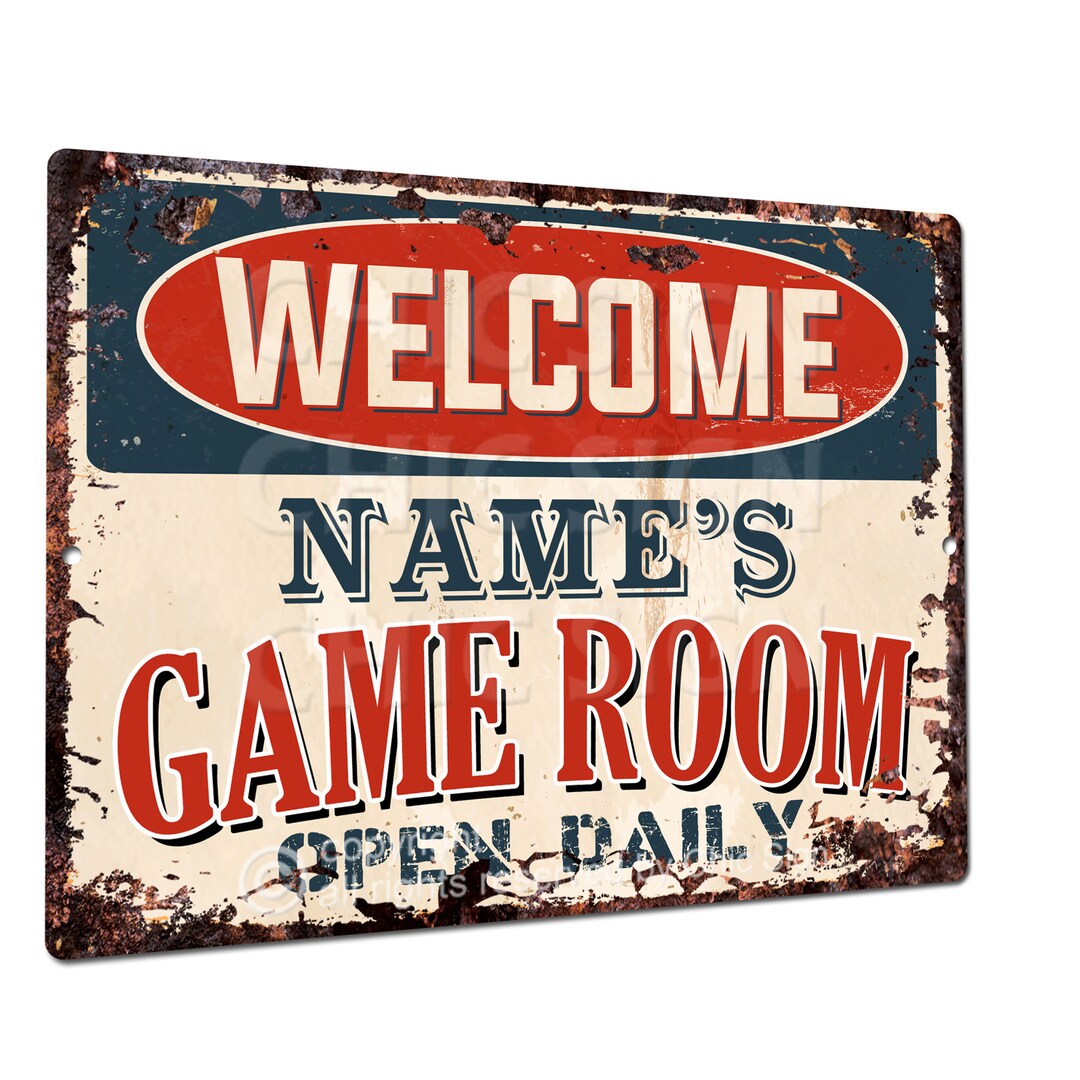Custom Welcome Game Room Metal Sign, Open Daily, Gaming Sign ...