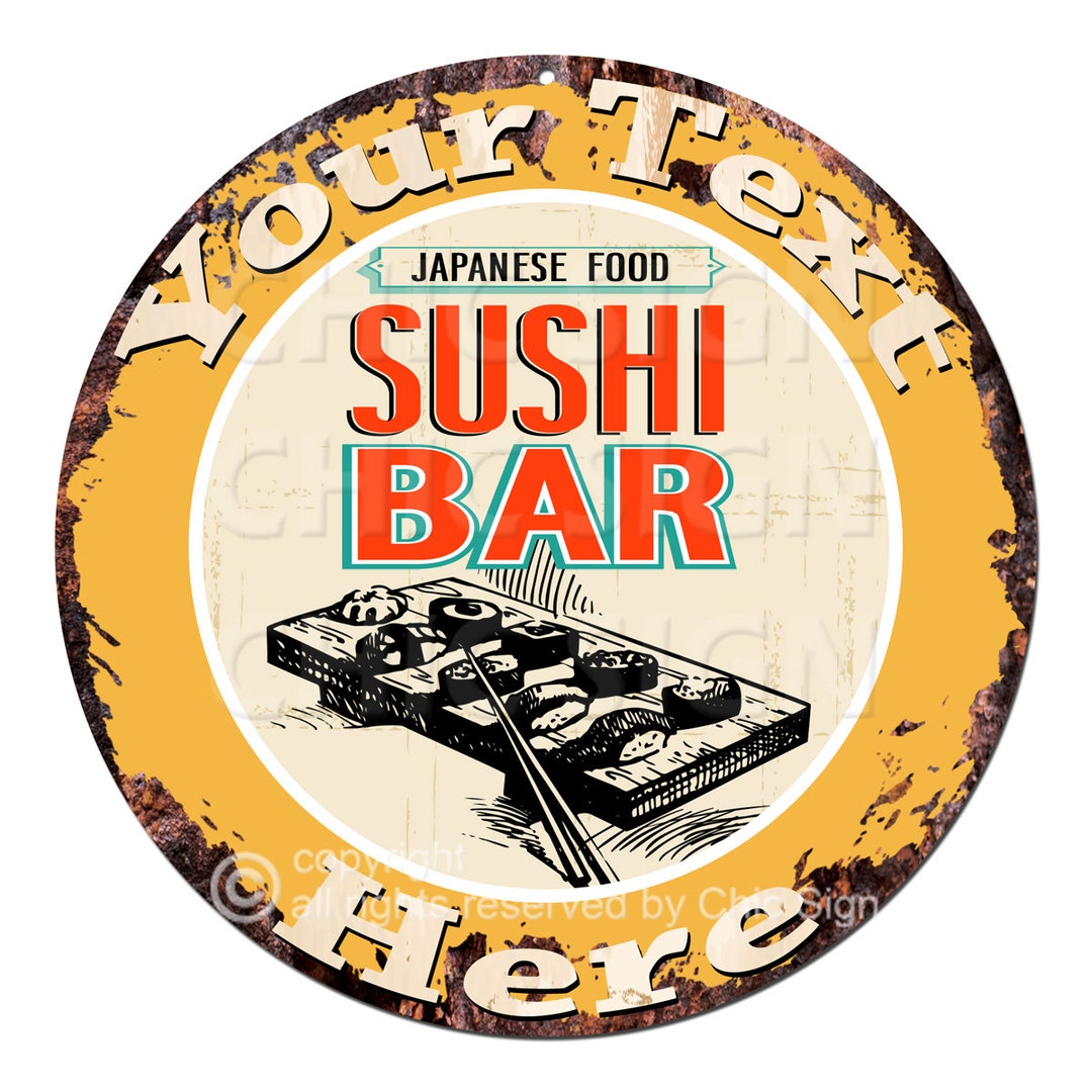 Custom Japanese Sushi Bar Metal Sign, Personalized Food Kitchen Decor ...