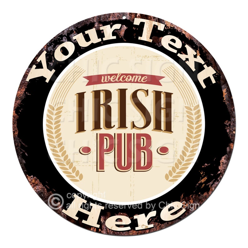 Custom Irish Pub Metal Sign, Personalized Bar Tavern Drink Welcome Wall ...