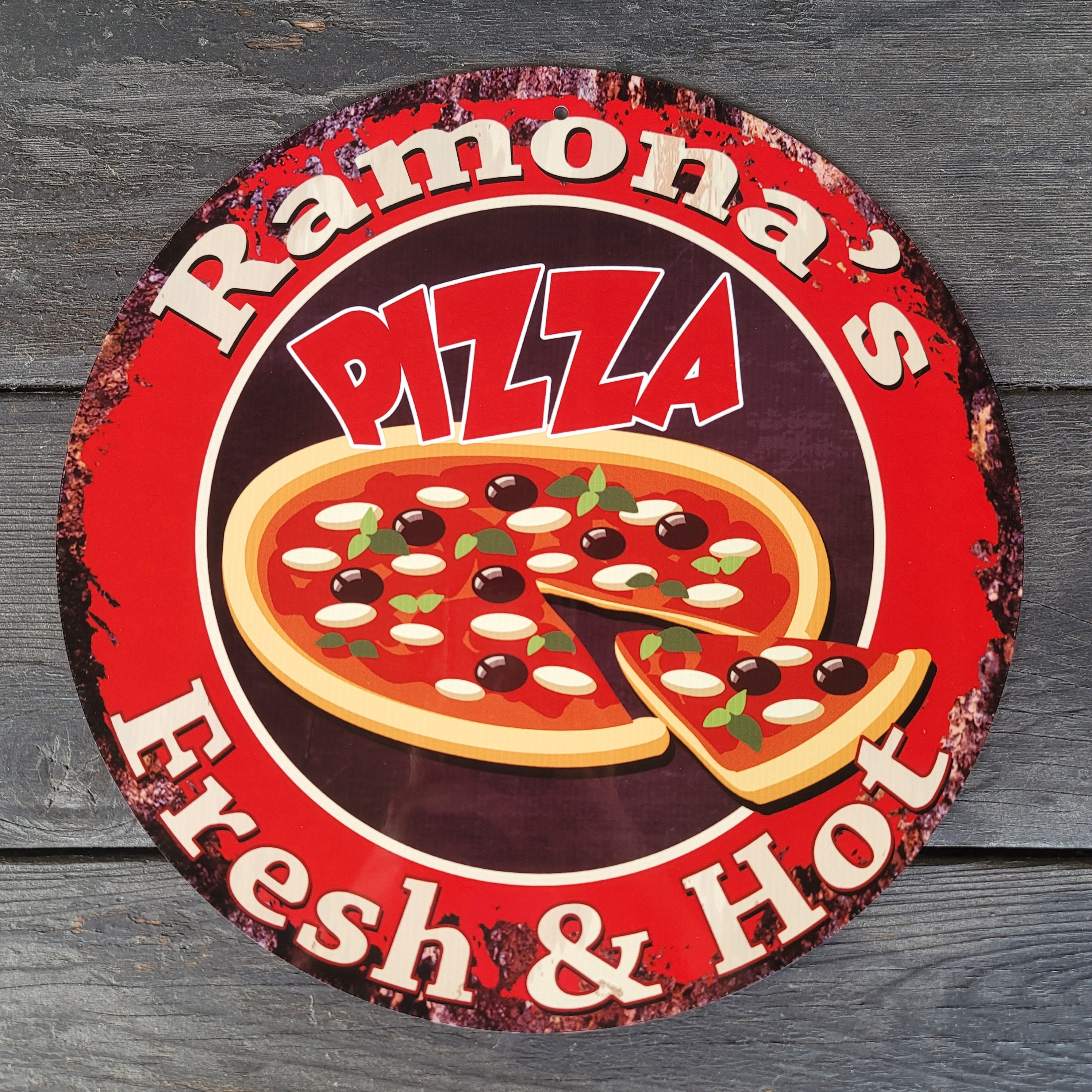 Custom Pizza Metal Sign, Kitchen Decor, Personalized Pizzeria Kitchen ...