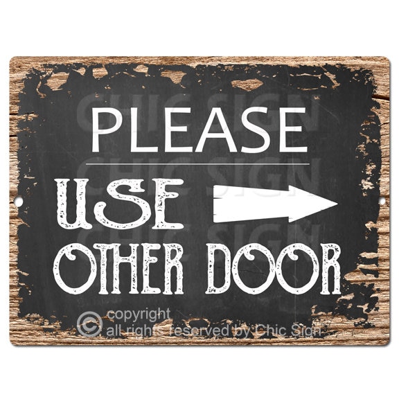 Please Use Front Door Arrow Metal Sign, Left/right Directions, Rustic ...