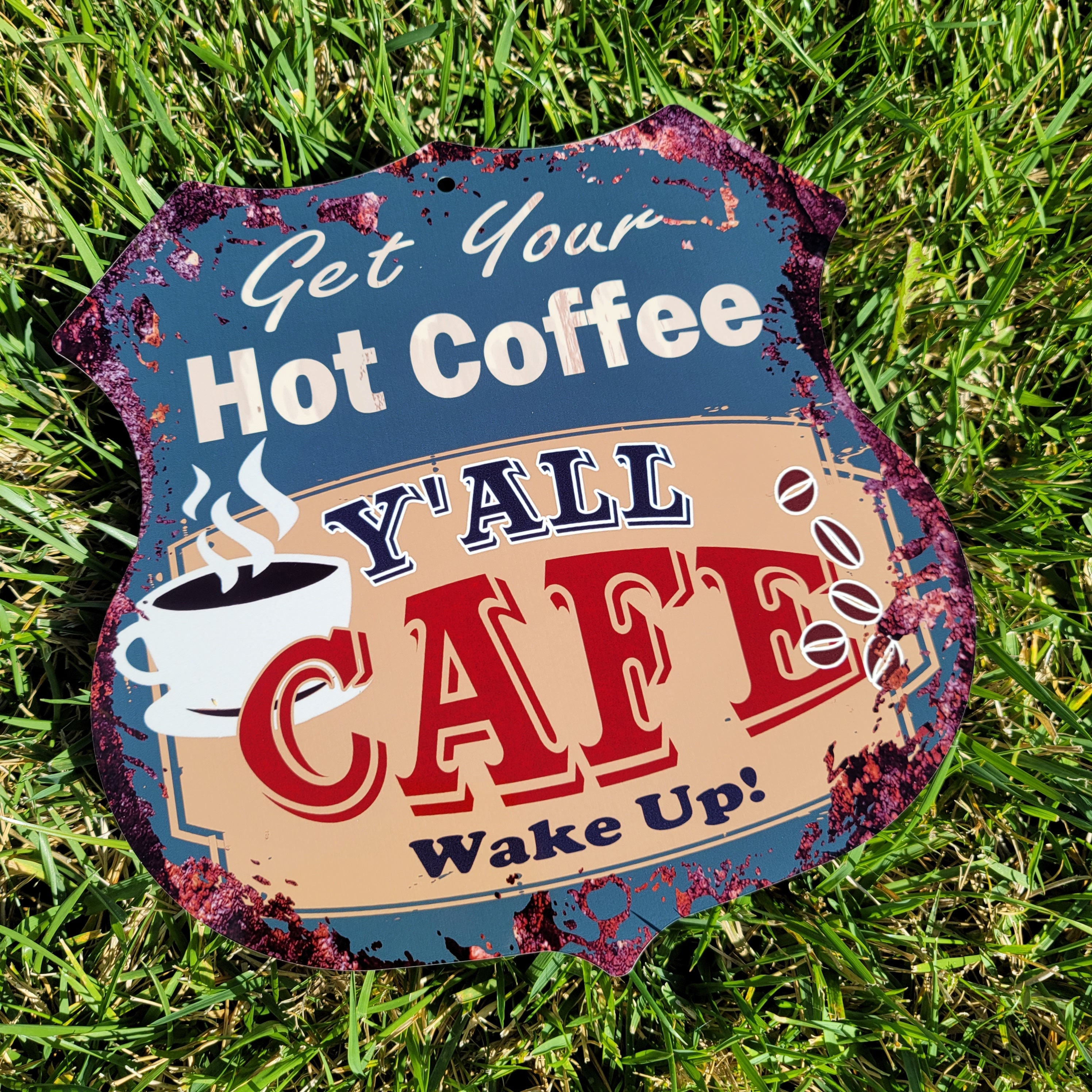 Custom Cafe Shield Metal Sign, Personalized Coffeehouse Kitchen Home ...