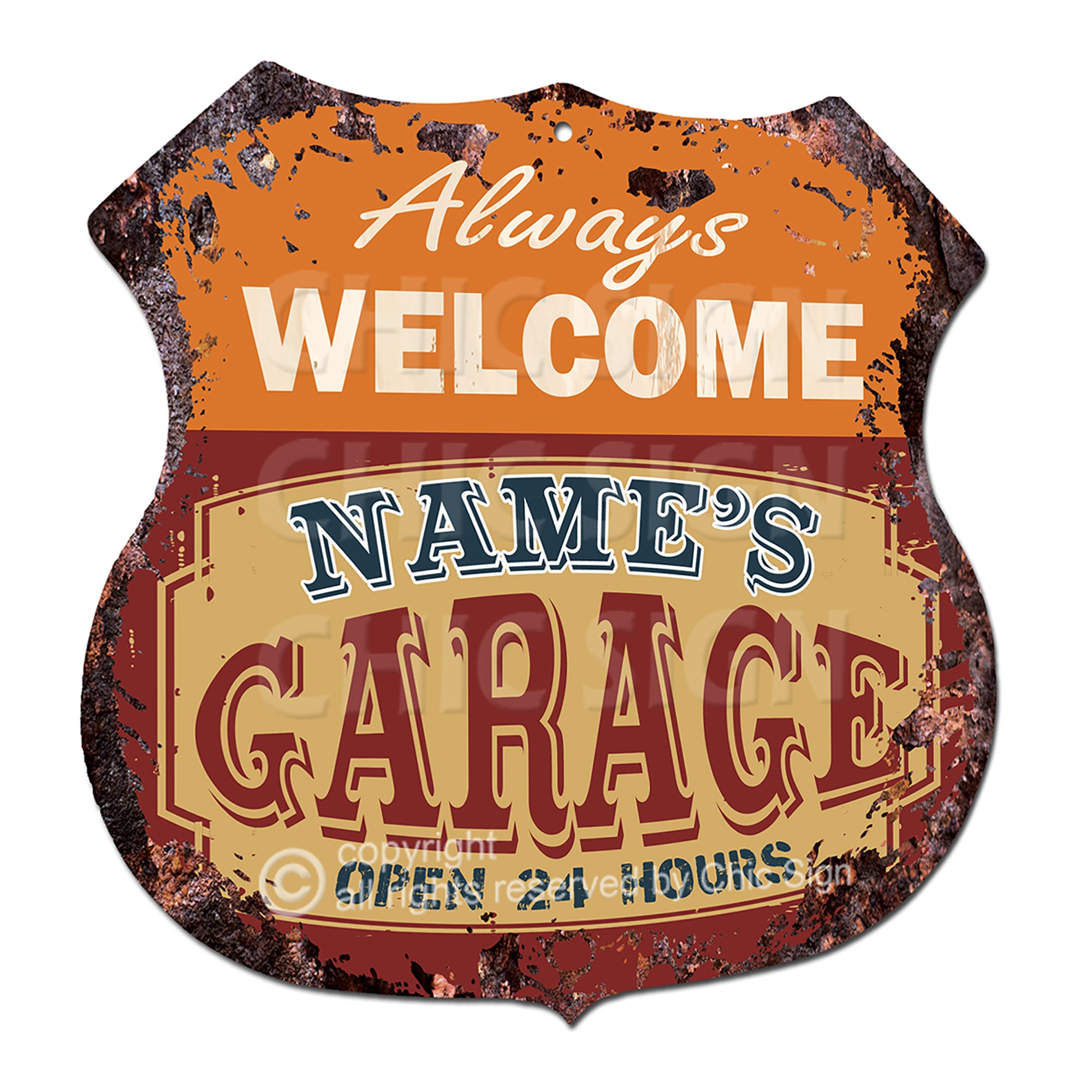 Custom Name Text Welcome Garage Metal Sign, Personalized Gift for Him ...