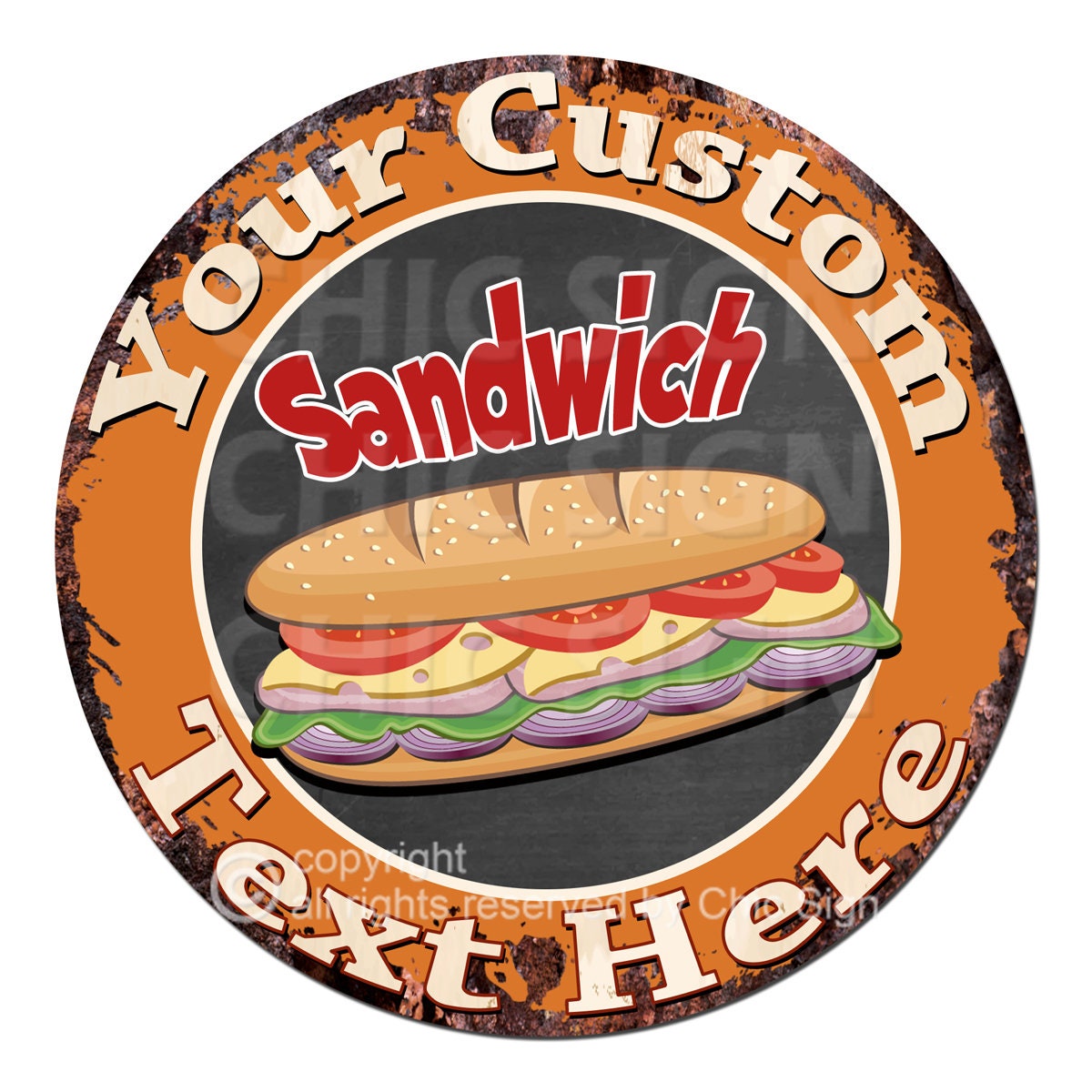 Custom Sandwich Metal Sign, Personalized Veggie Sub Wall Art, Gift ...
