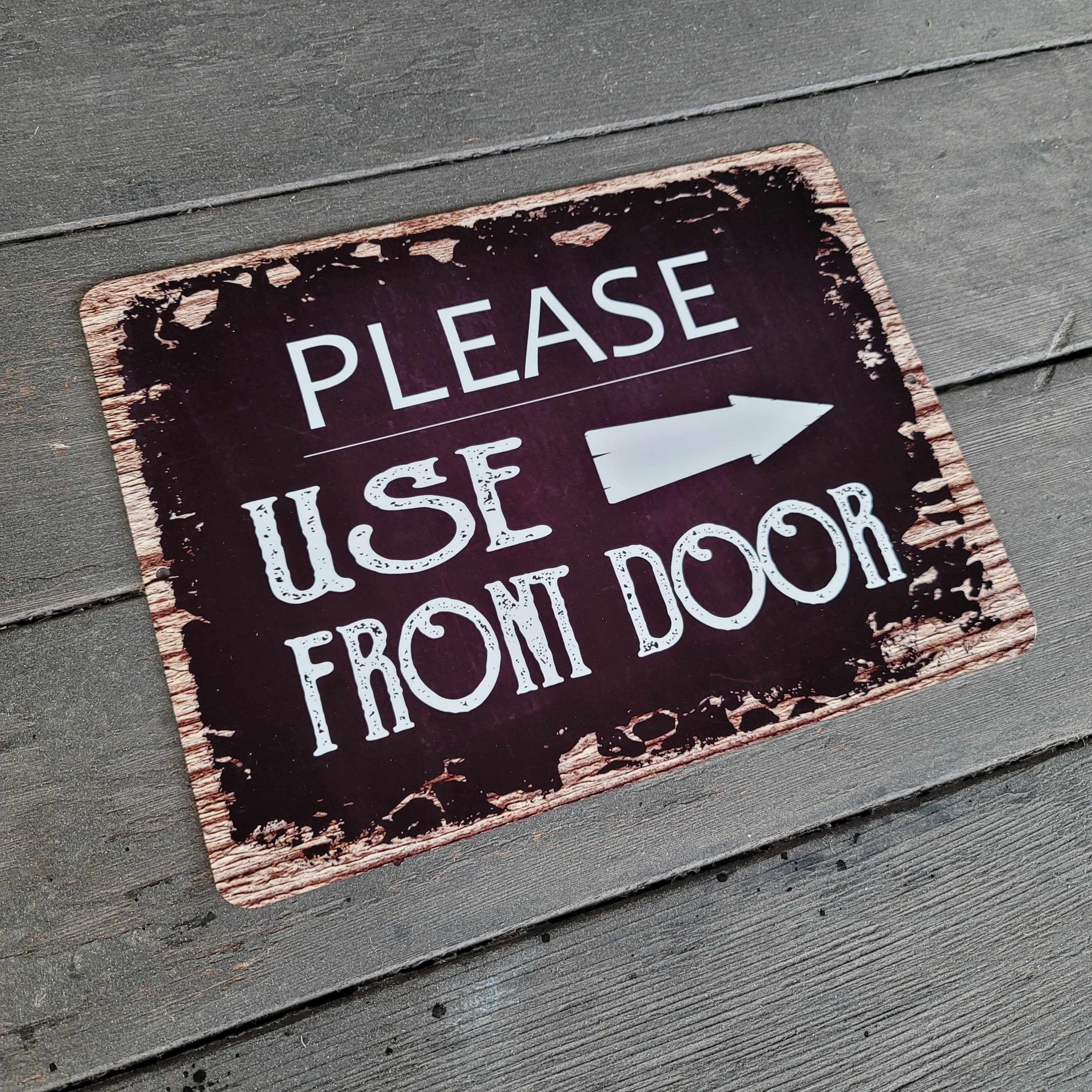 Please Use Front Door Arrow Metal Sign, Left/right Directions, Rustic ...