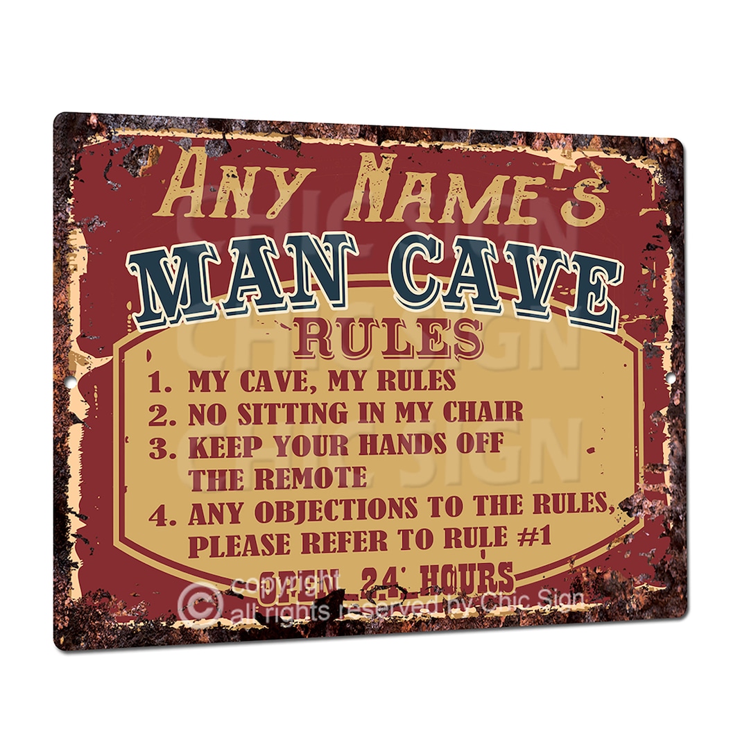 Custom Man Cave Rules Metal Sign, Personalized Gift Ideas, Garage, Man ...