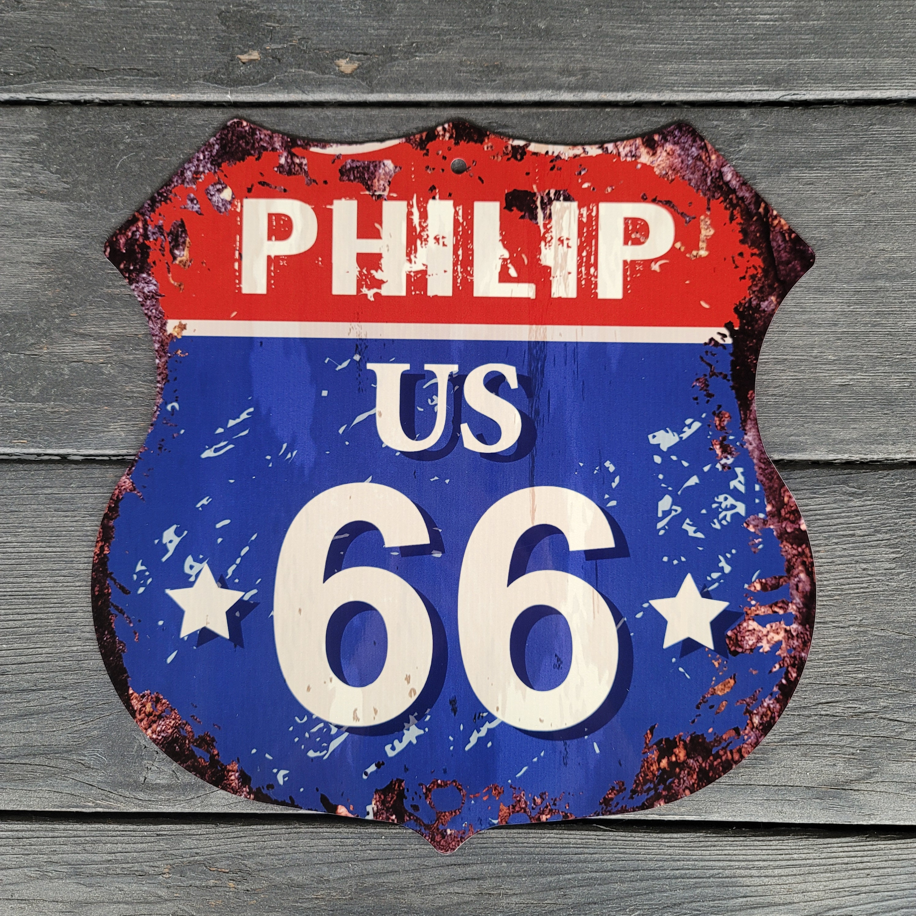 Custom Blue US 66 Metal Sign, Home Decor, Personalized Shield Gift ...