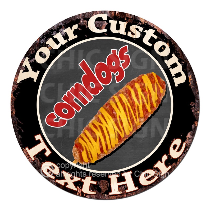 Custom Any Text Corndogs Metal Sign, American Fast Food Fair Food Wall ...