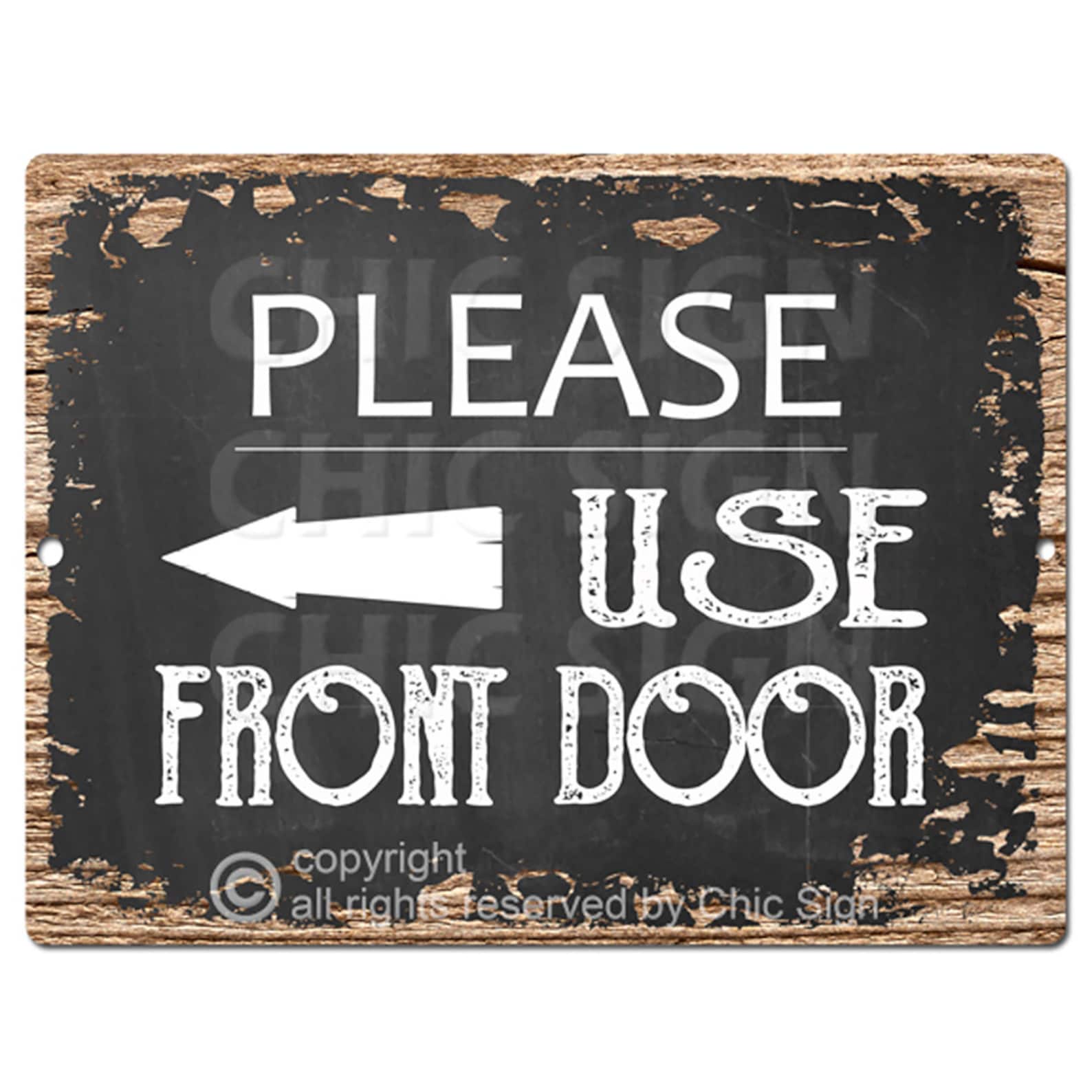 Please Use Front Door Arrow Metal Sign, Left/right Directions, Rustic ...
