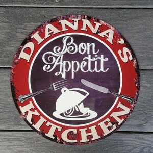 Custom Bon Appetit Kitchen Metal Sign, Cooking Dinner Menu Sign ...