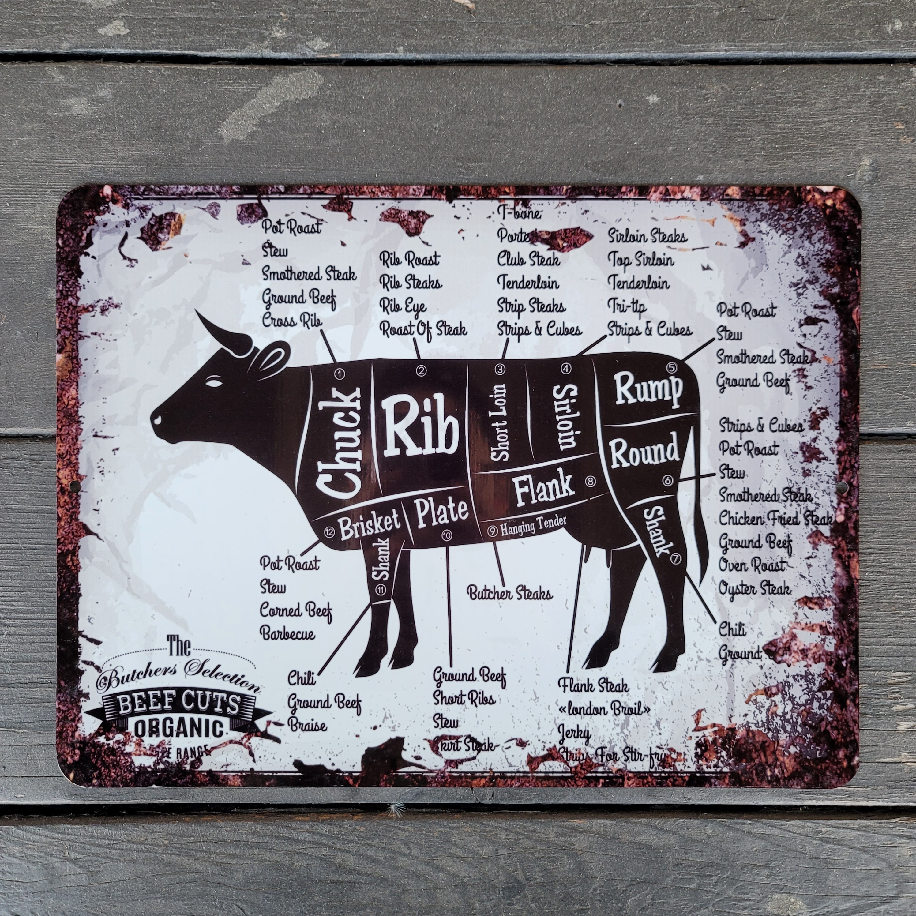 Farm Animal Meat Cuts Metal Sign Black Ver. 12x9 Inch Beef - Etsy