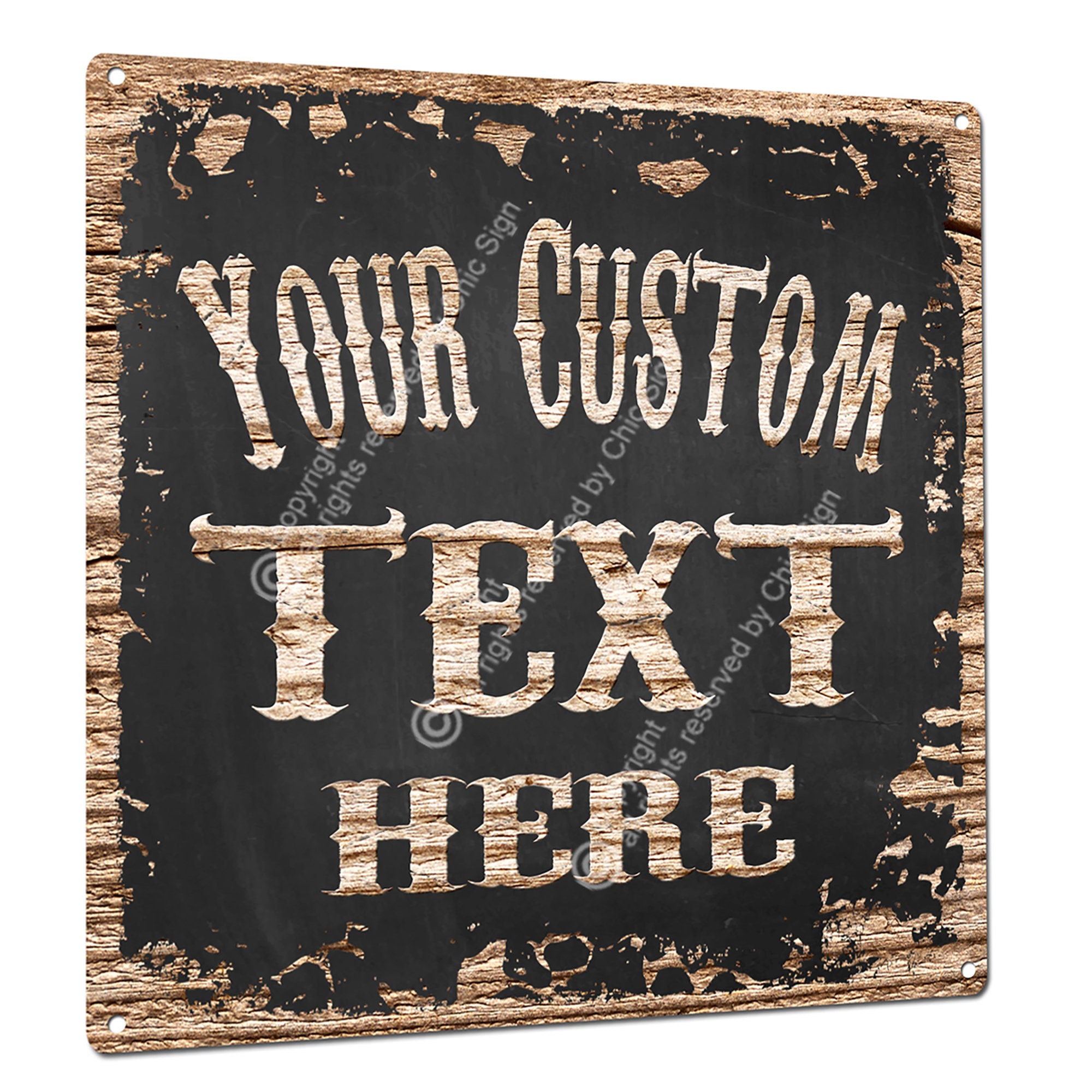Custom Rustic Wood Design Metal Sign, Personalized Square Aluminum Wall ...