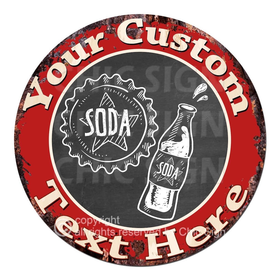 Custom Soda Bottle Metal Sign, Personalized Bar Restaurant Cafe Wall ...
