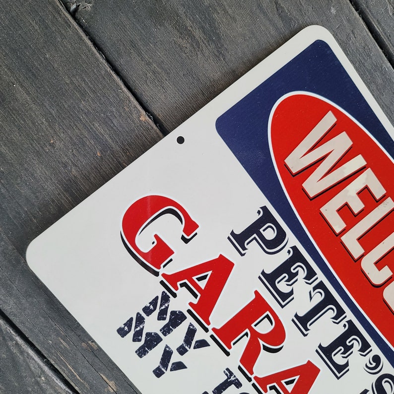 Custom Welcome Garage Metal Sign, Personalized Decor Ideas, Rectangle ...