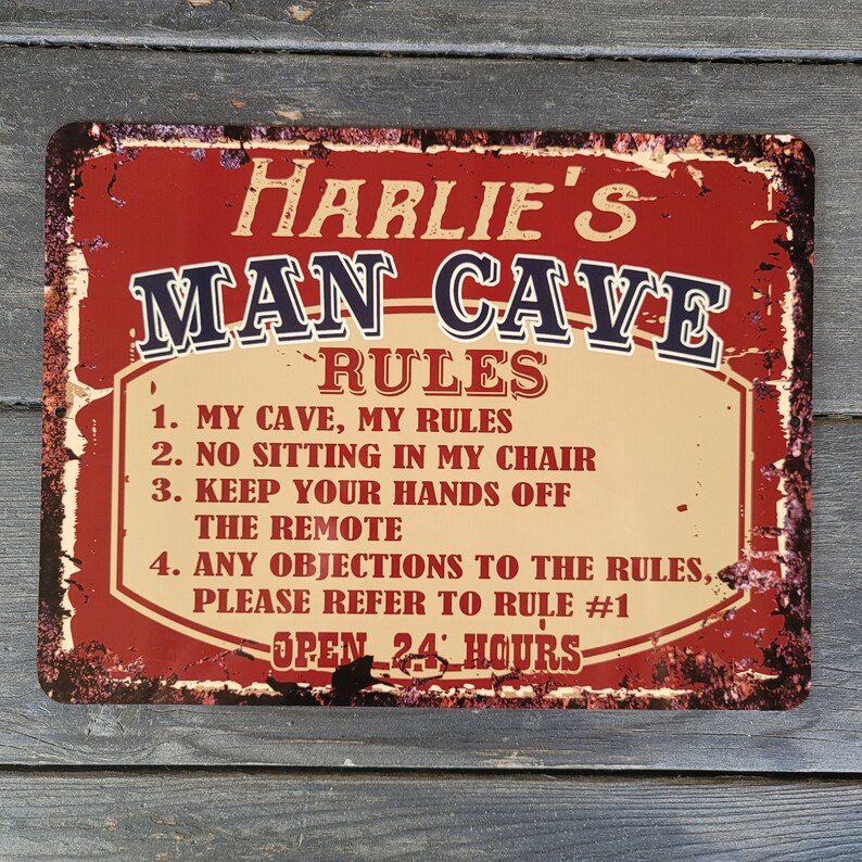 Custom Man Cave Rules Metal Sign, Personalized Gift Ideas, Garage, Man ...