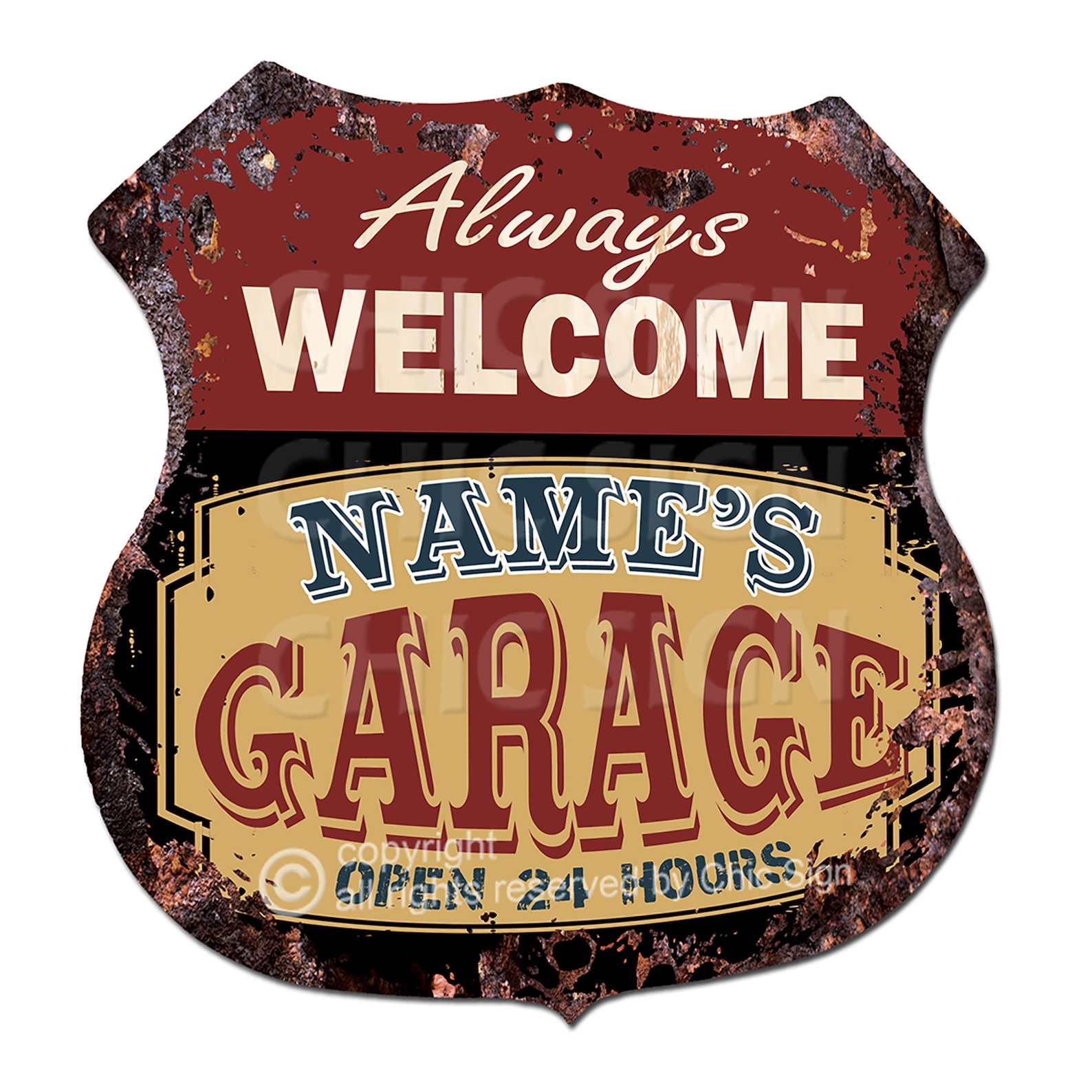 Custom Name Text Welcome Garage Metal Sign Personalized Gift - Etsy