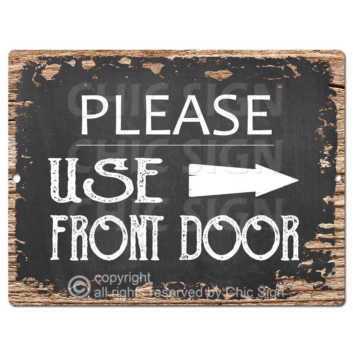 Please Use Front Door Arrow Metal Sign, Left/right Directions, Rustic ...