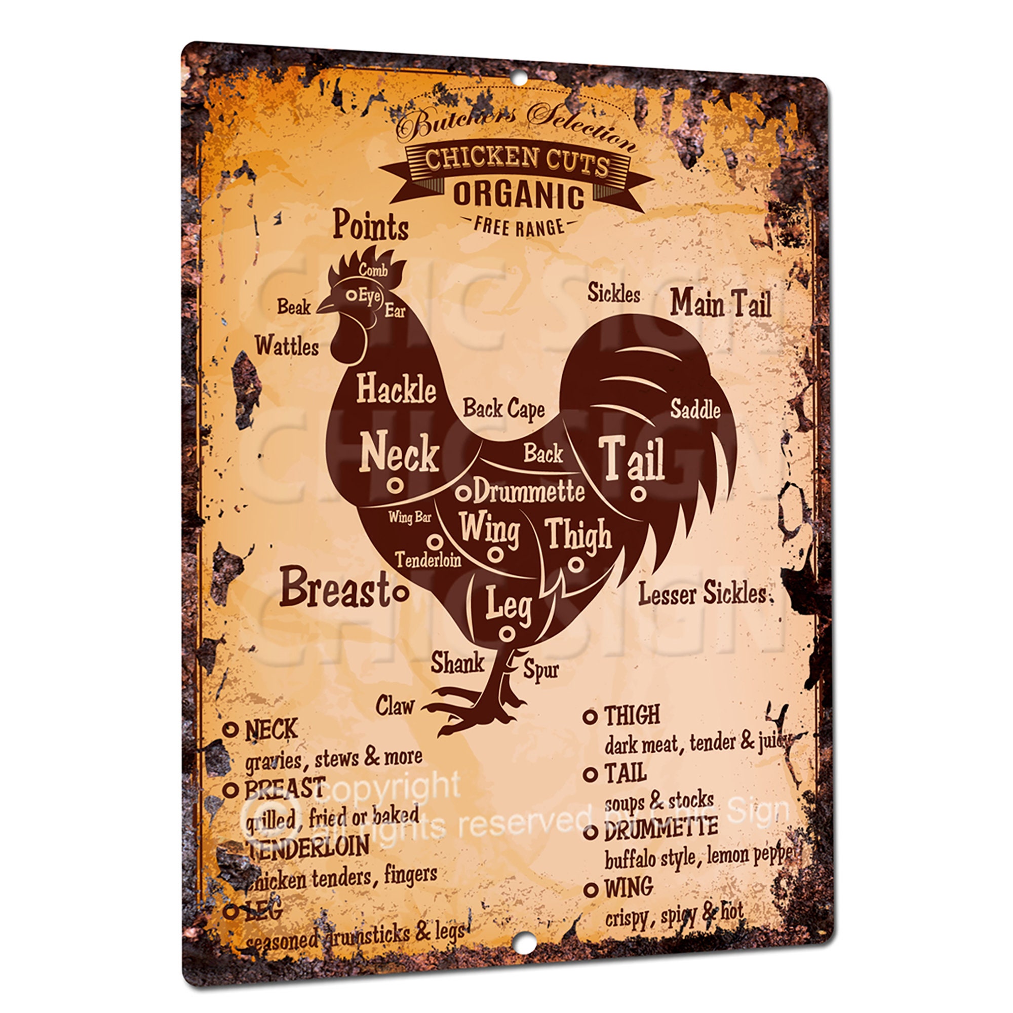 Farm Animals Meat Cut Metal Sign Design, Beef Pork Chicken, Gift Ideas ...