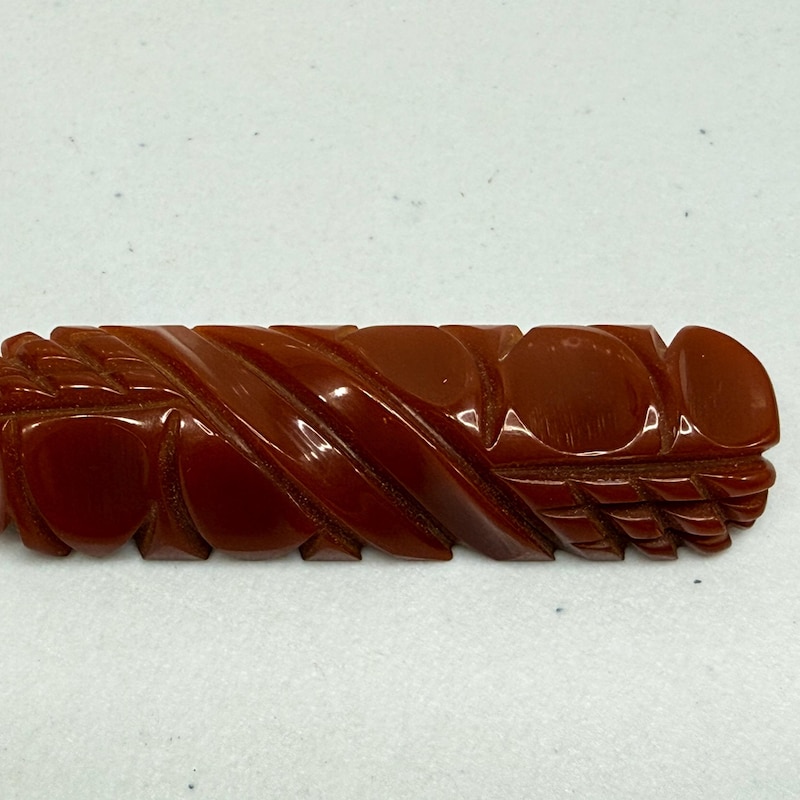 Carved Bakelite Bar Pin - Etsy