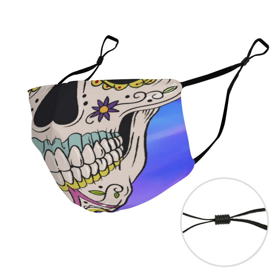 Sugar Skull Tear Drop Design Face Mask With 2 Filters | Etsy Sugar Skull Tear Drop Design Face Mask With 2 Filters | Etsy