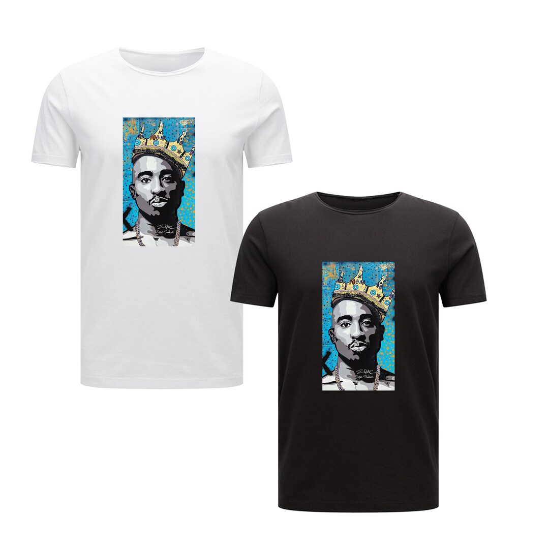 King of Rap Crown Tupac Shakur Hip Hop Music Fan Tee Men's Rapper Cool ...