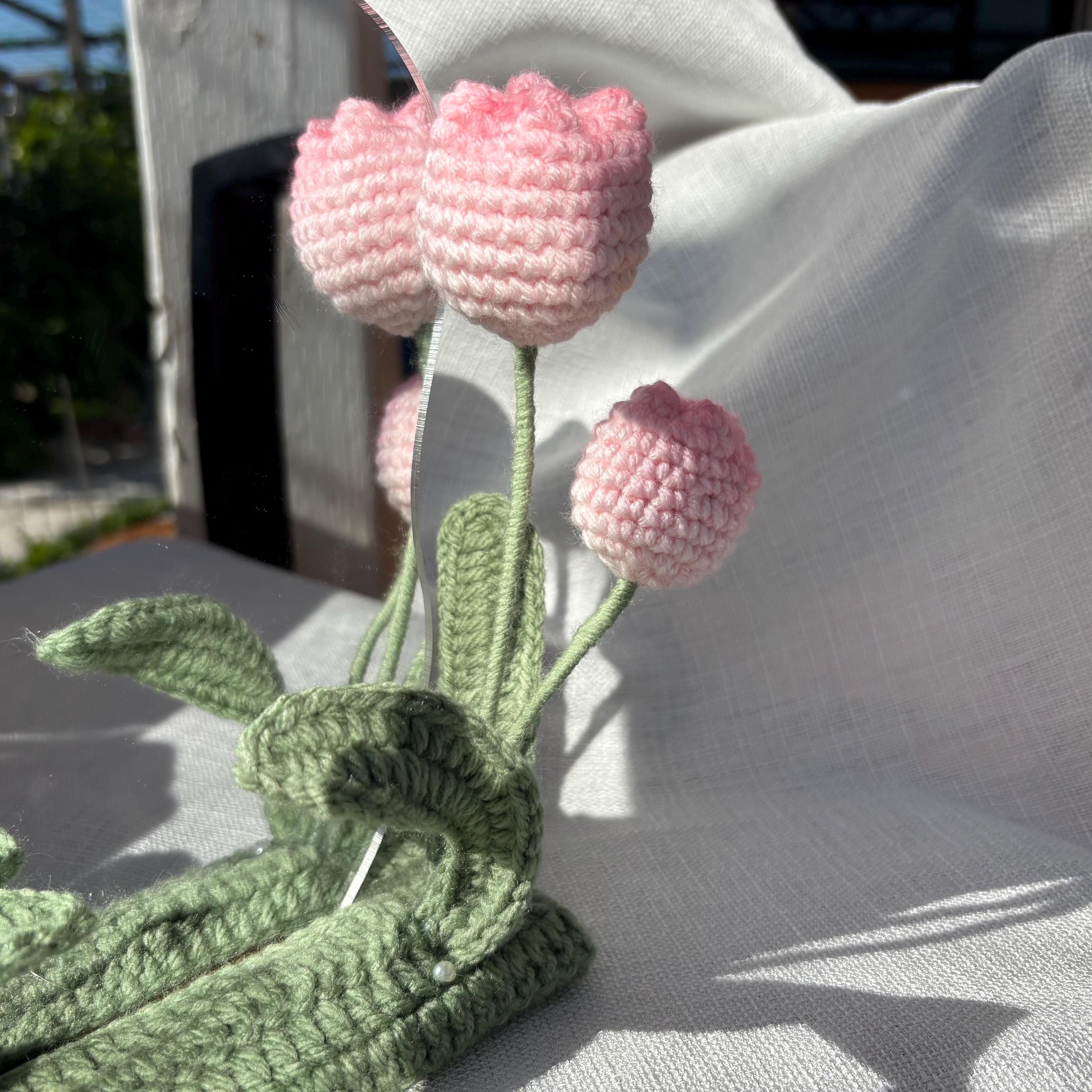Tulips Crochet Desk Mirror , Aesthetic Decor for Room , Makeup Mirror ...