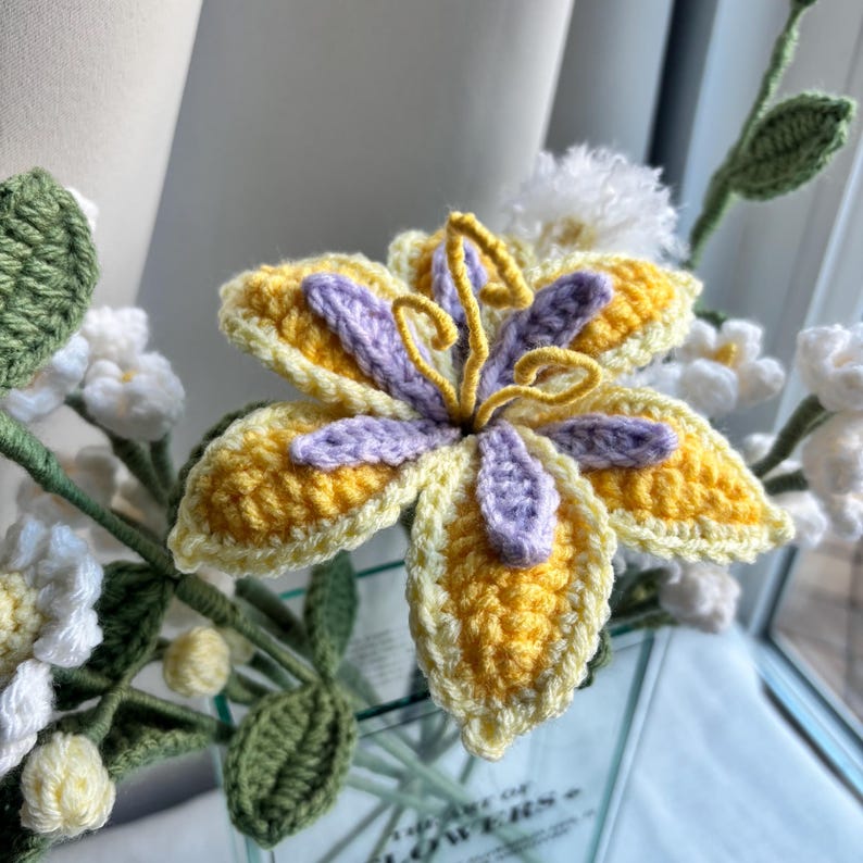 Crochet Yellow Sundrop Flower , Bouquet Accessory , Colorful Flower ...