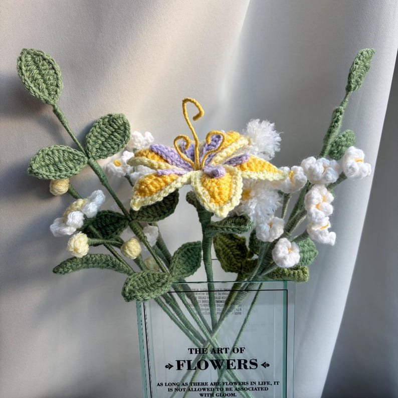 Crochet Yellow Sundrop Flower , Bouquet Accessory , Colorful Flower ...