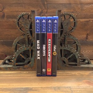 Bookends - Steampunk Gear, Patina and Rust Painted, Office Organizer ...