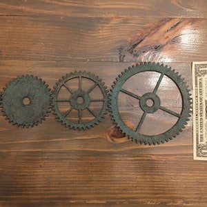 Collection of 9 Painted Patina Steampunk Wood Gears - Laser Cut - Faux ...