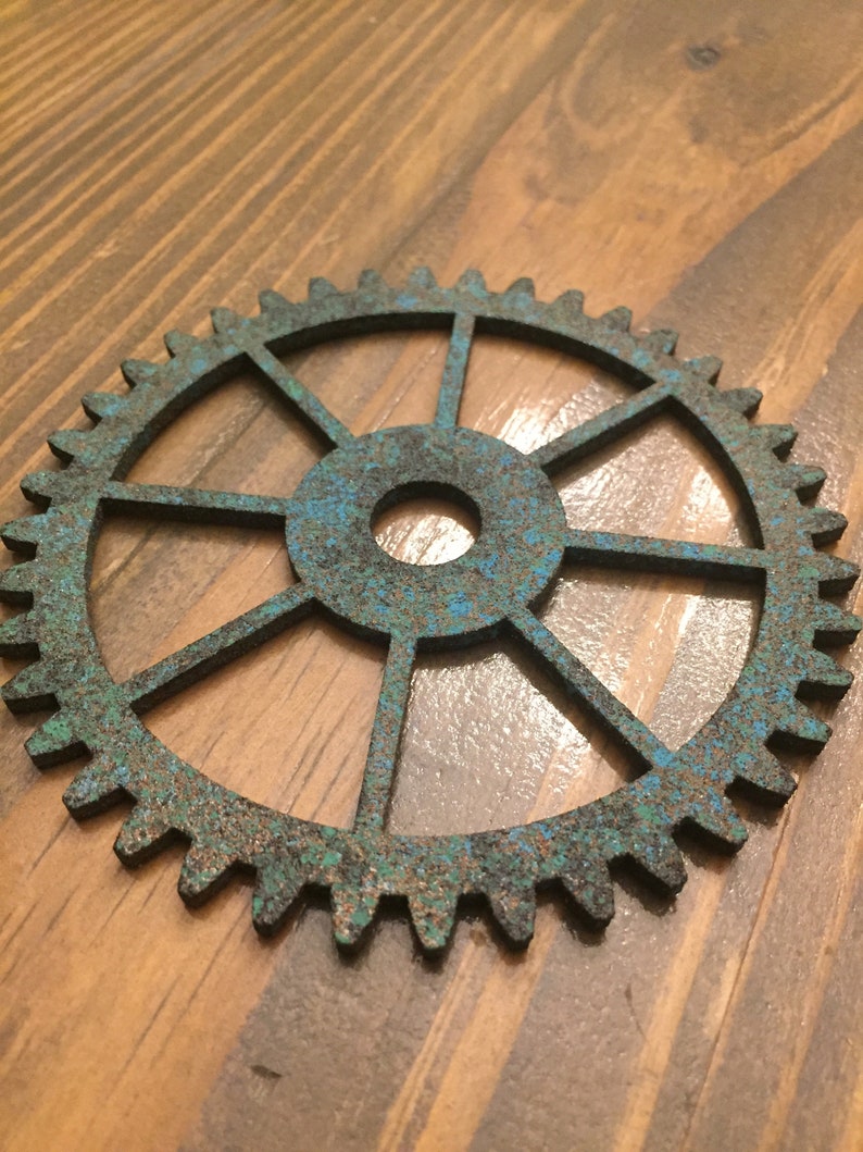 Collection of 20 Painted Patina Steampunk Wood Gears - Laser Cut - Faux ...