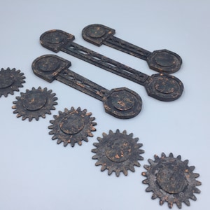 Extra Large Collection of 15 Gears and Rods - 7 Painted Patina and Rust ...