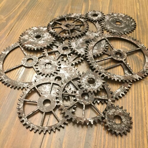Collection of 9 Painted Patina Steampunk Wood Gears Laser - Etsy