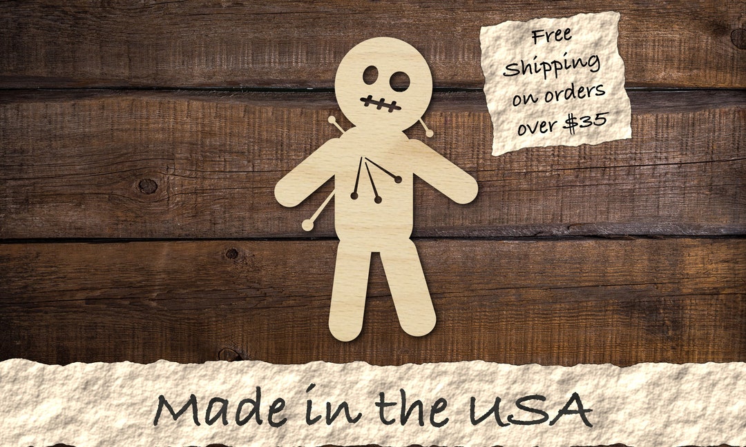 Voodoo Doll Wood Cutout, Kids Halloween Shape, Unfinished Laser Cut ...