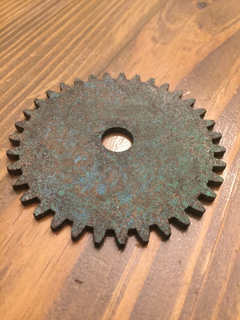 Collection of 7 Painted Patina Steampunk Wood Gears - Laser Cut - Faux ...