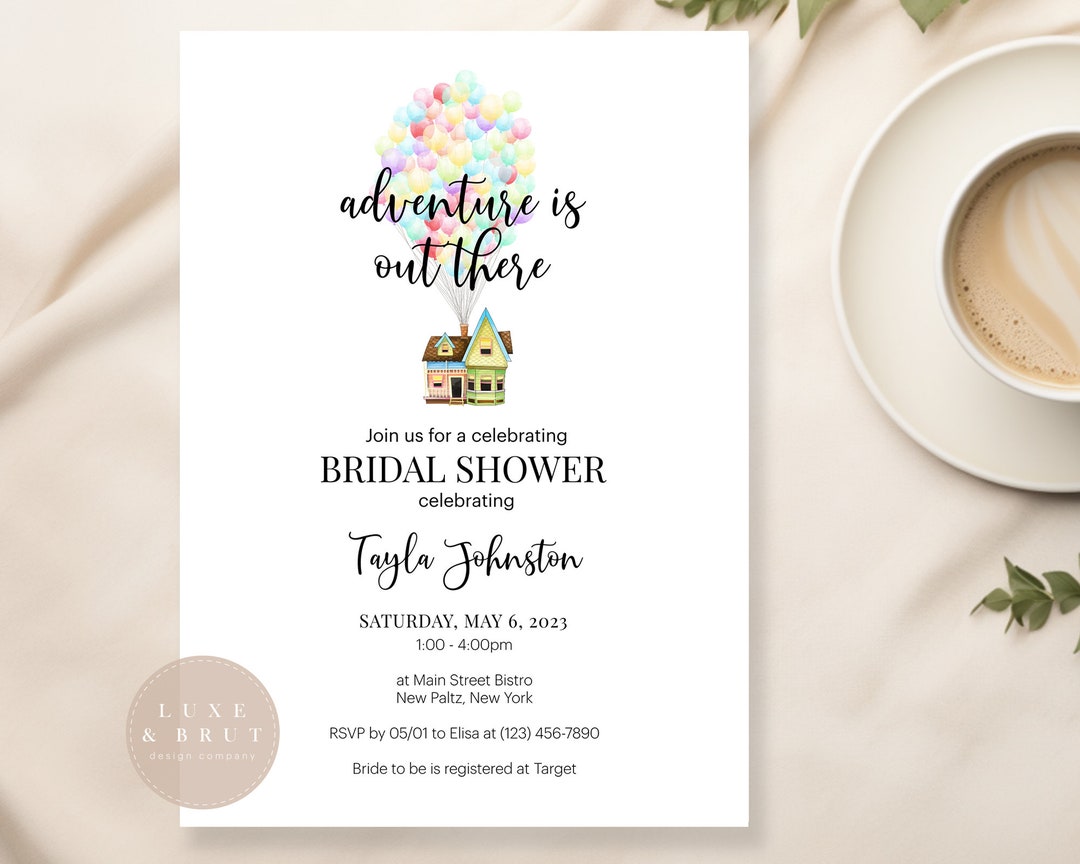 Adventure is Out There Bridal Shower Invitation, UP, Baby Shower, Edit ...