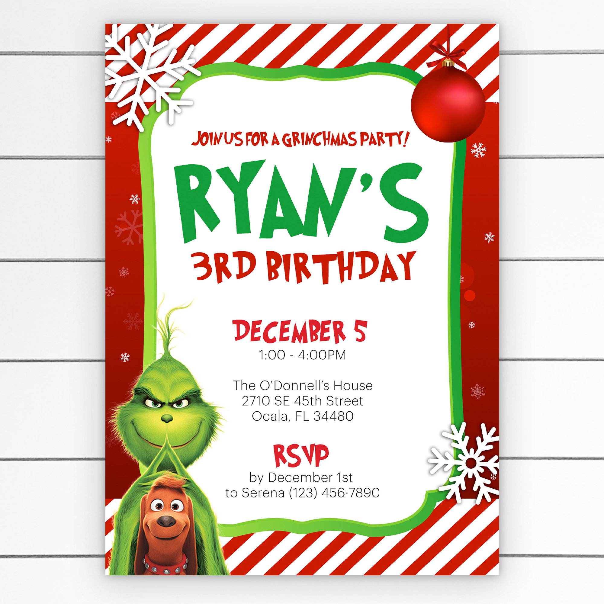 Grinchmas Birthday Party Invitation the Grinch Who Stole - Etsy