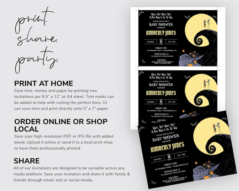 Nightmare Before Christmas Baby Shower Invitation Editable - Etsy