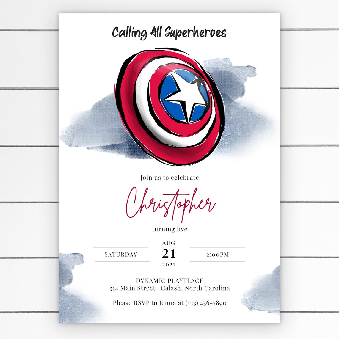 Captain America Birthday Party Invitation Avengers - Etsy