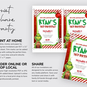Grinchmas Birthday Party Invitation, the Grinch Who Stole Christmas ...