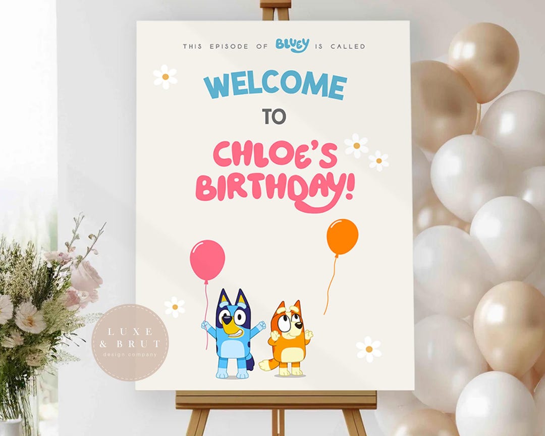Bluey Birthday Party Welcome Sign, Edit Yourself in Corjl, Multiple ...
