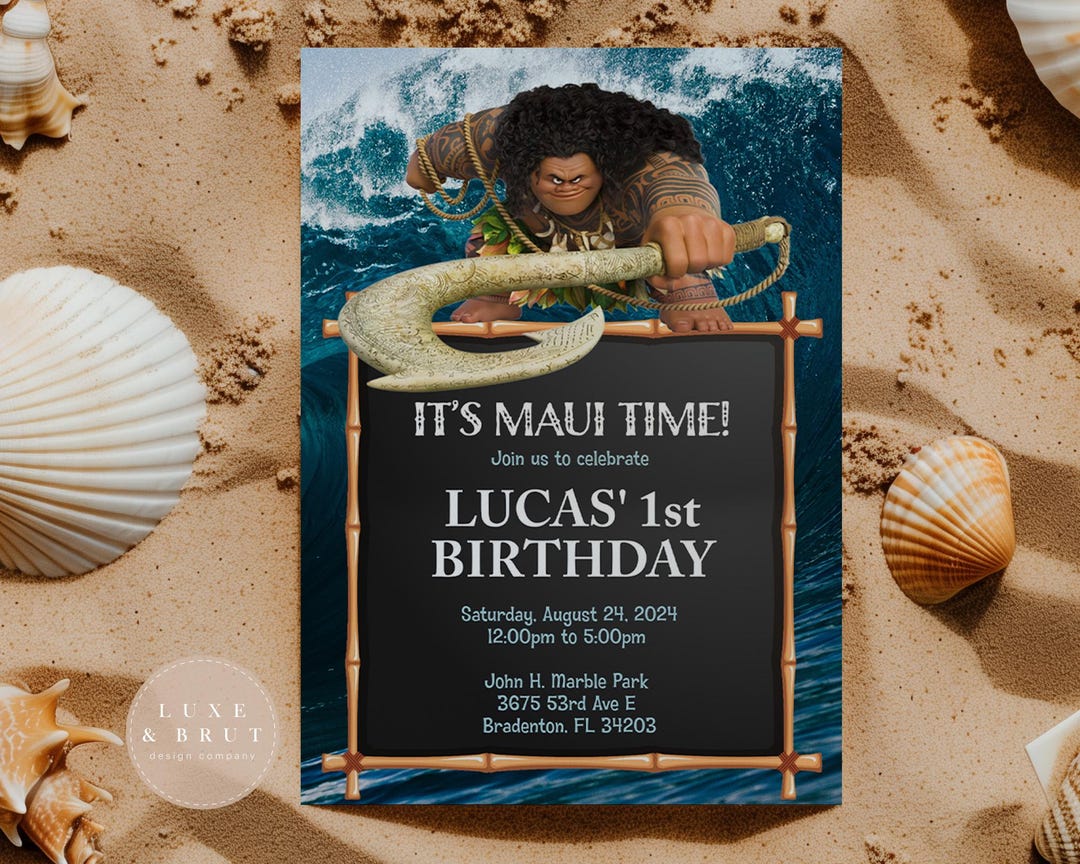 It's Maui Time Birthday Party Invitation, Moana Birthday Theme ...
