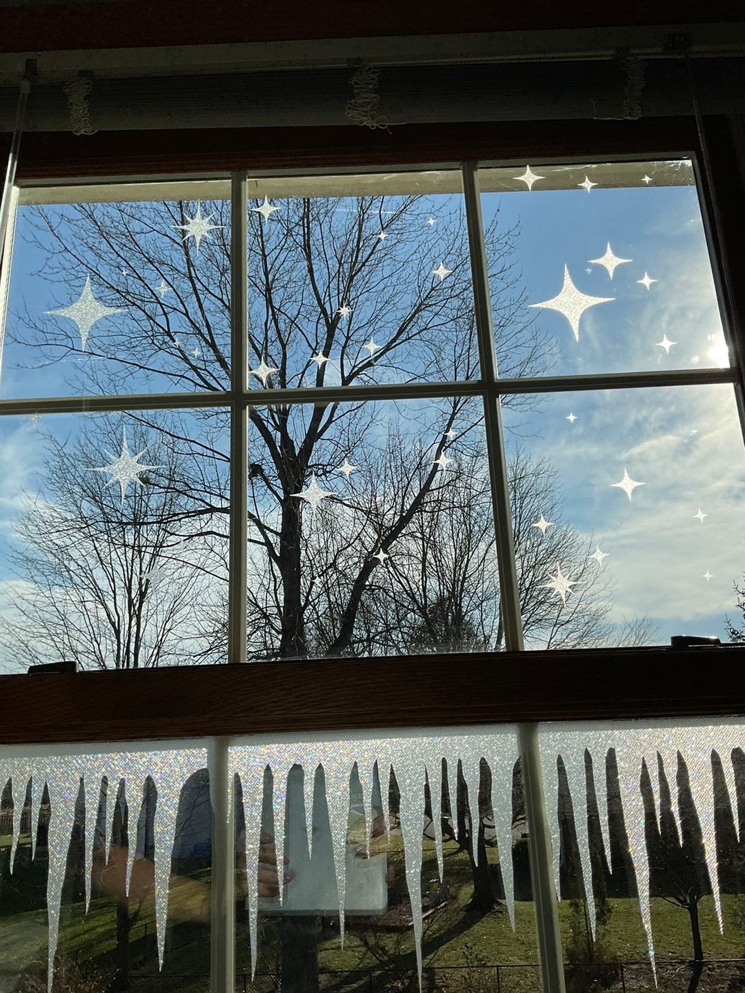 Snowflake Star Window Decorations- Christmas Window Cling- Reusable Set ...