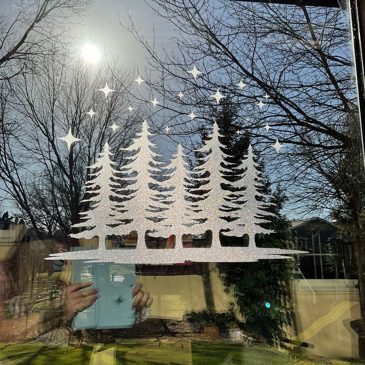 Christmas Tree Window Decoration Winter Window Cling With Stars - Etsy